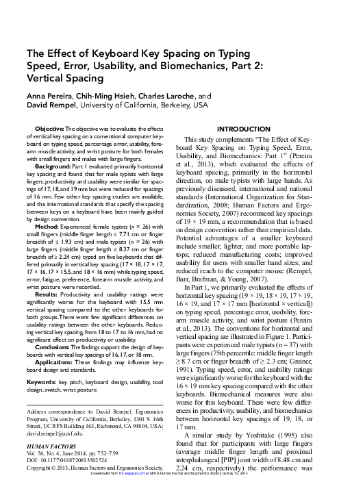 (PDF) The Effect of Keyboard Key Spacing on Typing Speed, Error ...