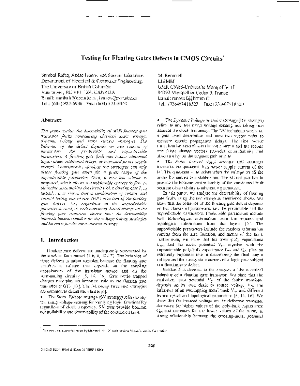 (PDF) Testing for floating gates defects in CMOS circuits