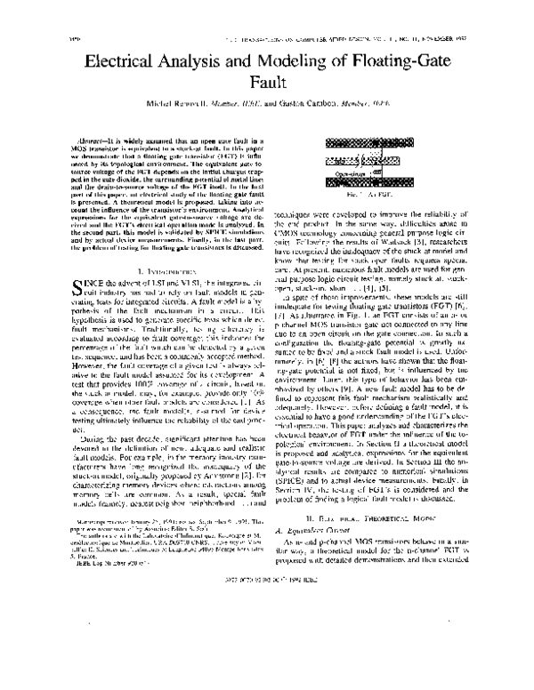 (PDF) Electrical analysis and modeling of floating-gate fault