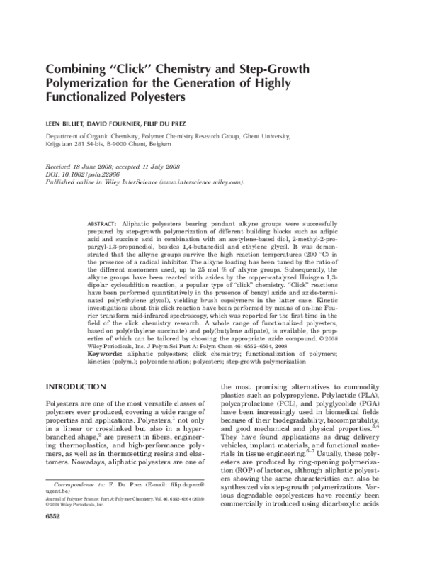 (PDF) Combining “click” chemistry and step-growth polymerization for ...
