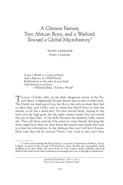 (PDF) A Chinese Farmer, Two African Boys, and a Warlord: Toward a ...