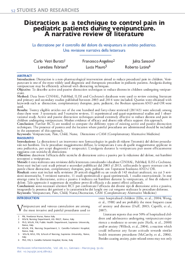 (PDF) Distraction as a technique to control pain in pediatric patients ...