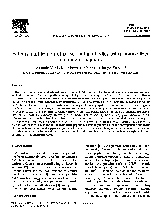 (PDF) Affinity puricication of polyclonal antibodies using immobilized ...