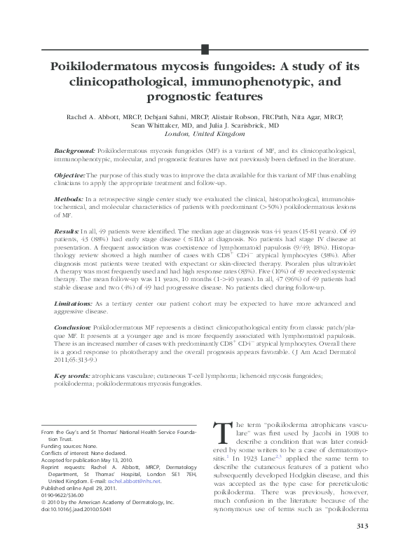 (PDF) Poikilodermatous mycosis fungoides: A study of its ...