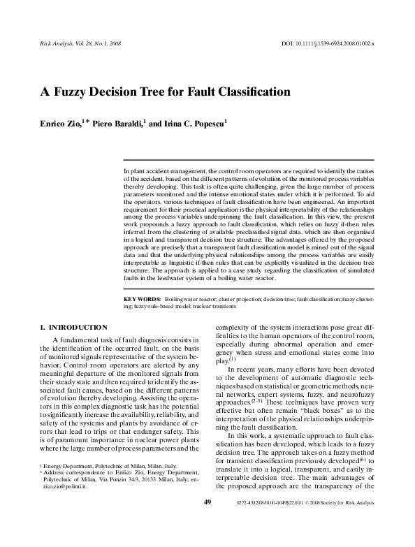 Pdf A Fuzzy Decision Tree For Fault Classification