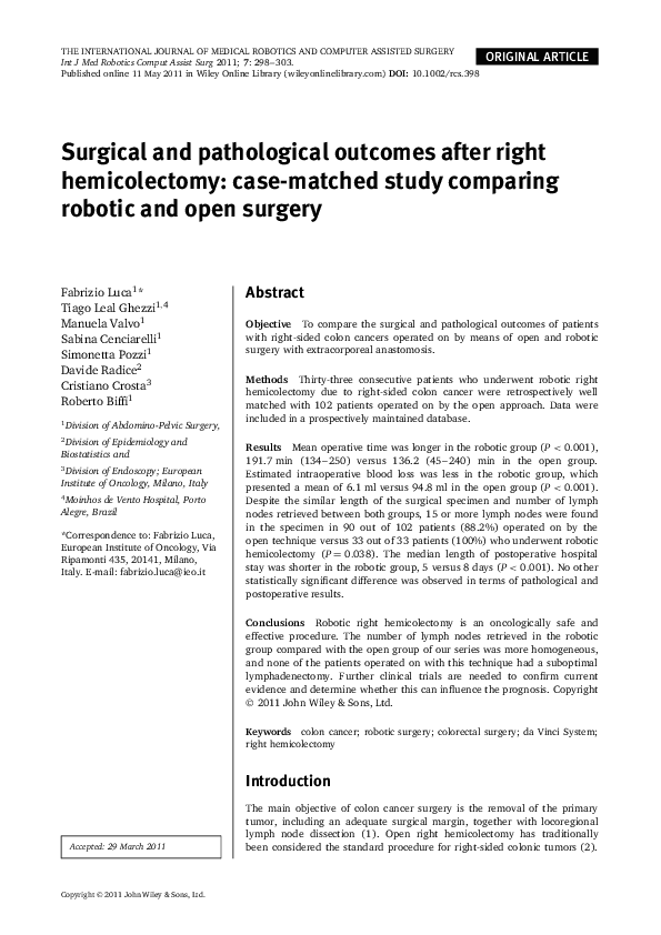 (PDF) Surgical and pathological outcomes after right hemicolectomy ...