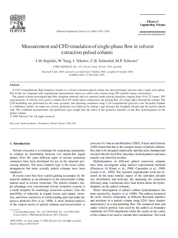 (PDF) Measurement and CFD simulation of single-phase flow in solvent ...