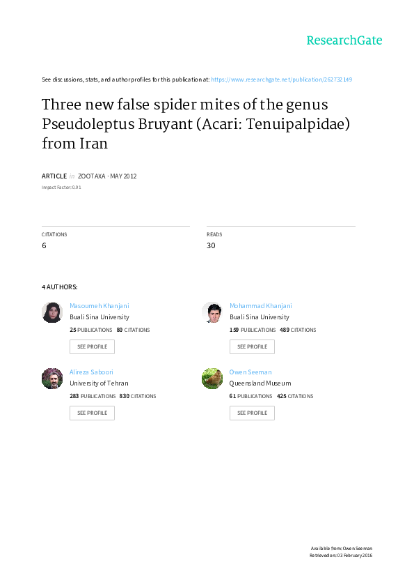 (PDF) Three new false spider mites of the genus Pseudoleptus Bruyant ...