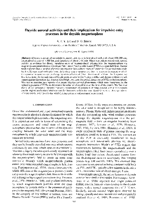 (PDF) Dayside auroral activities and their implications for impulsive entry processes in the ...