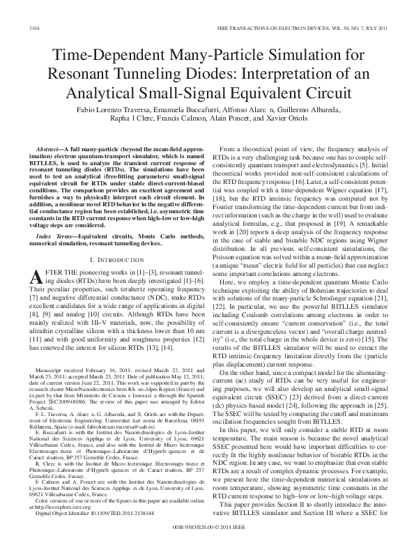 (PDF) Time-Dependent Many-Particle Simulation for Resonant Tunneling ...