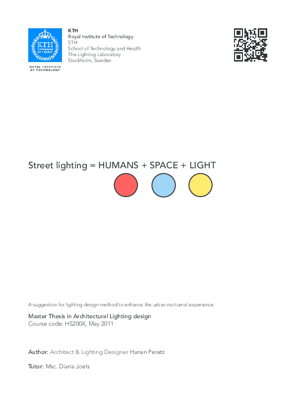 (PDF) Street Lighting= Humans+Space+Light