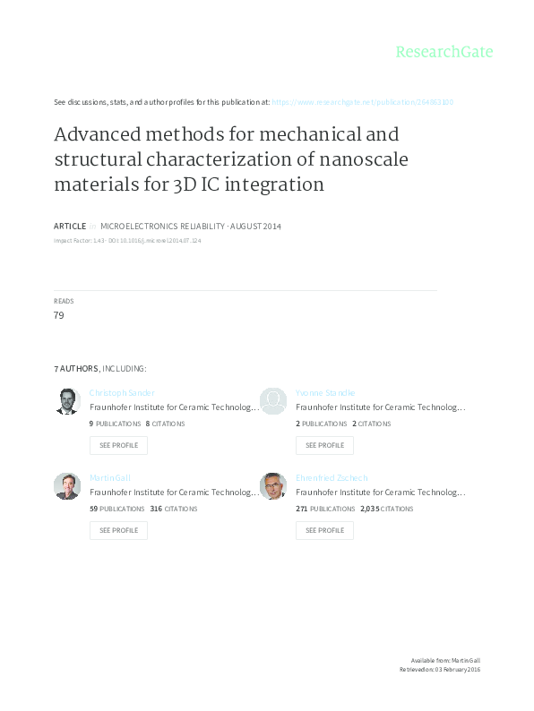 (PDF) Advanced methods for mechanical and structural characterization of nanoscale materials for ...