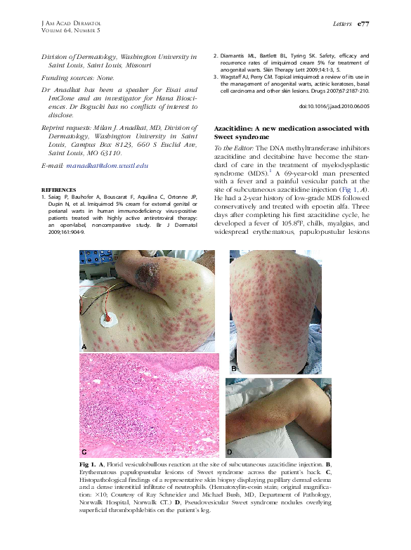 (PDF) Azacitidine: A new medication associated with Sweet syndrome