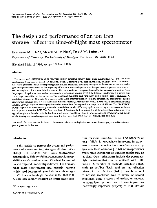 (PDF) The design and performance of an ion trap storage—reflectron time ...