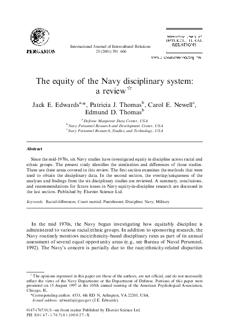 (PDF) The equity of the Navy disciplinary system: a review