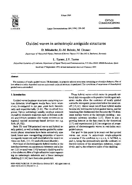(PDF) Guided waves in anisotropic antiguide structures
