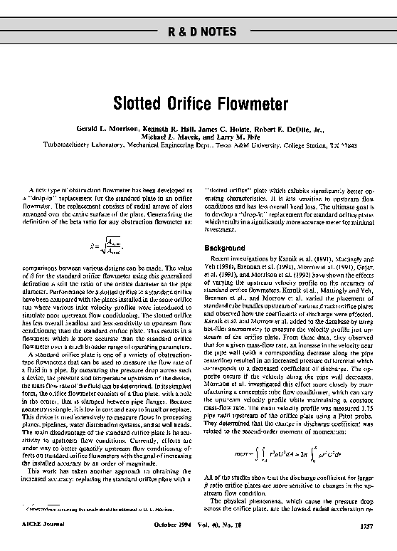 (PDF) Slotted orifice flowmeter