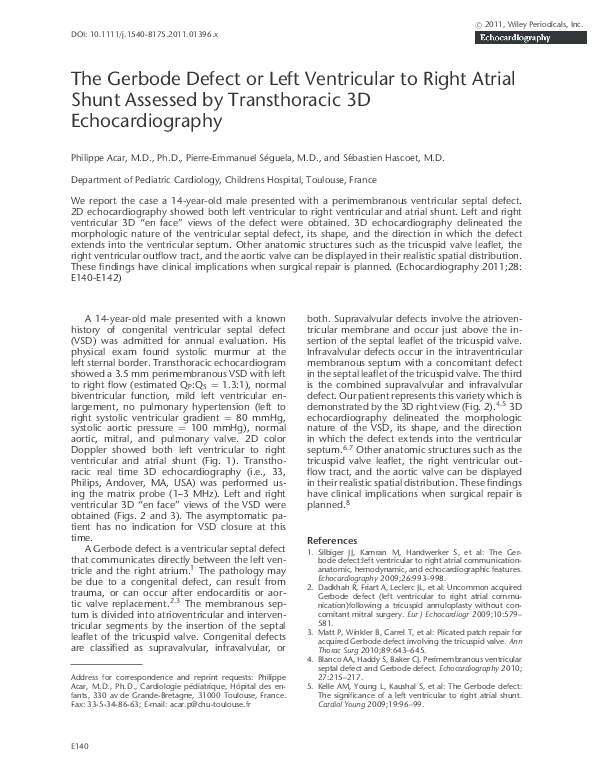 (PDF) The Gerbode Defect or Left Ventricular to Right Atrial Shunt ...