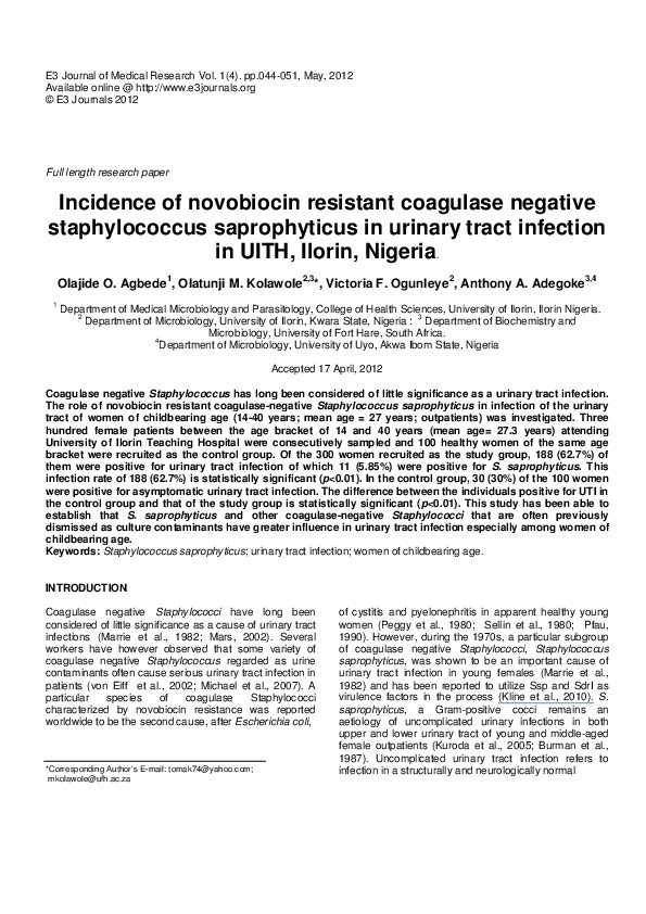 (PDF) Incidence of novobiocin resistant coagulase negative ...