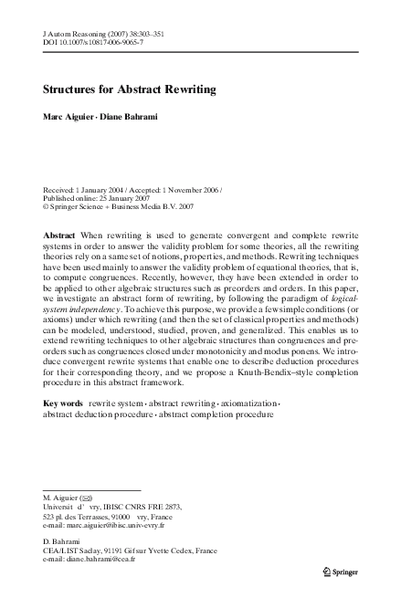 (PDF) Structures for Abstract Rewriting