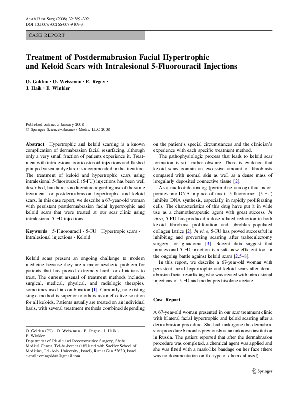 (PDF) Treatment of Postdermabrasion Facial Hypertrophic and Keloid ...