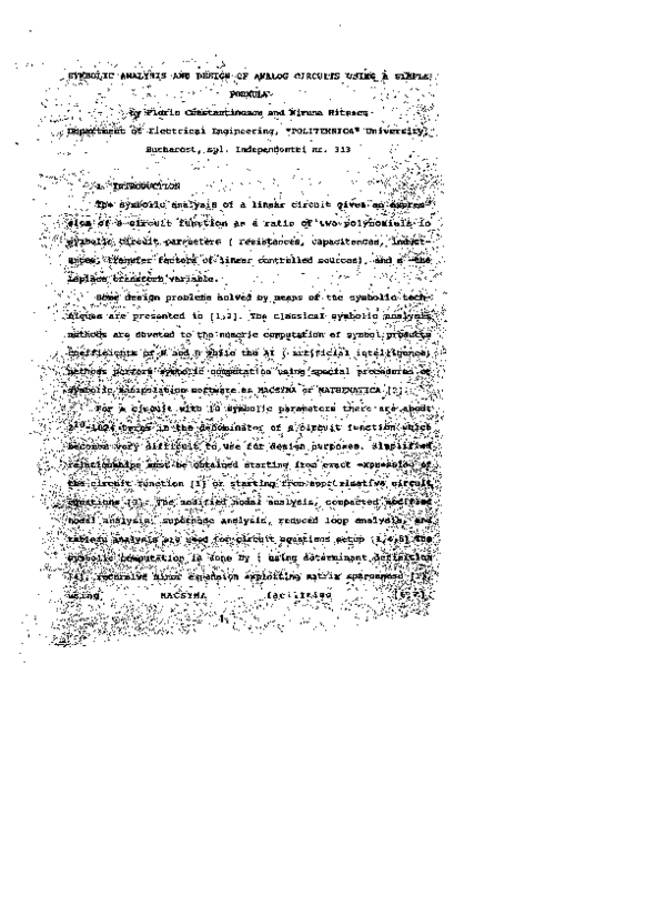Pdf Symbolic Analysis And Design Of Analog Circuits Using A Simple Formula