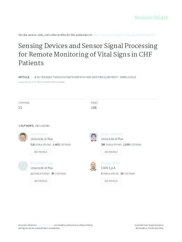 (PDF) Sensing Devices and Sensor Signal Processing for Remote ...