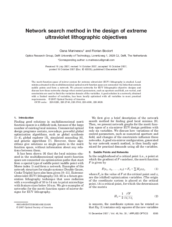 (PDF) Network search method in the design of extreme ultraviolet ...