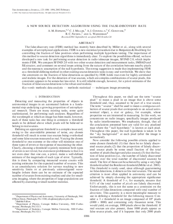 (PDF) A New Source Detection Algorithm Using the False-Discovery Rate