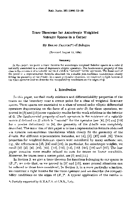 Pdf Trace Theorems For Anisotropic Weighted Sobolev Spaces In A Corner