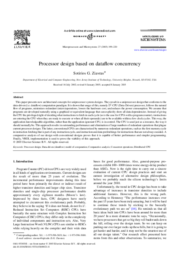 Pdf Processor Design Based On Dataflow Concurrency Sotirios Ziavras