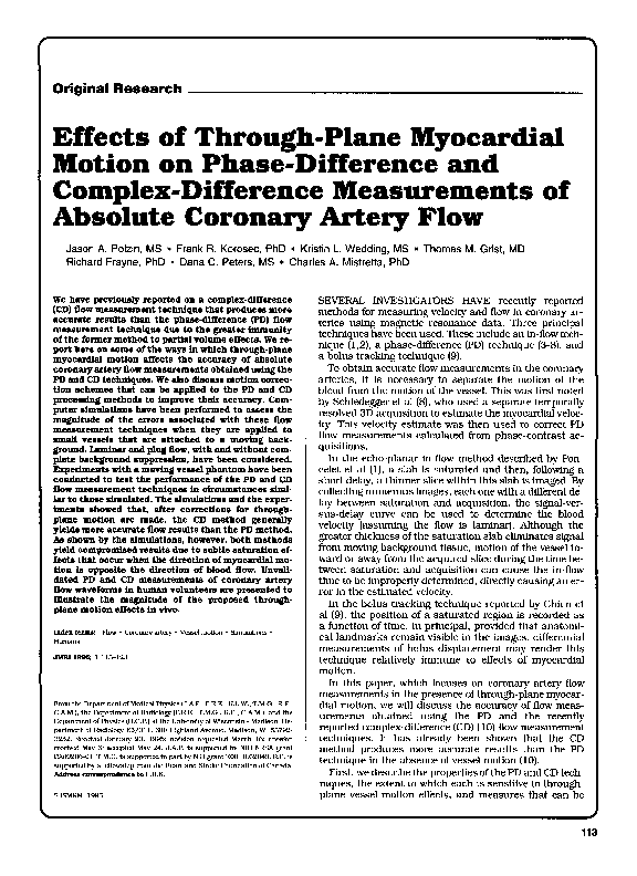 (PDF) Effects of through-plane myocardial motion on phase-difference ...