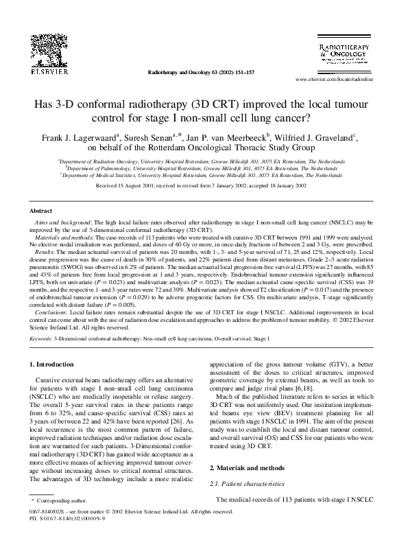 (PDF) Has 3-D conformal radiotherapy (3D CRT) improved the local tumour ...