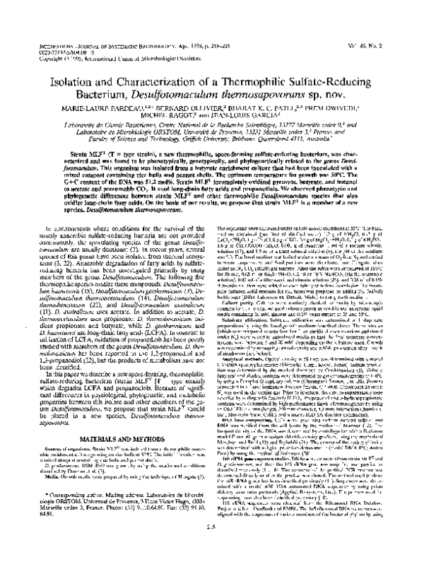 (PDF) Isolation and Characterization of a Thermophilic Sulfate-Reducing Bacterium ...