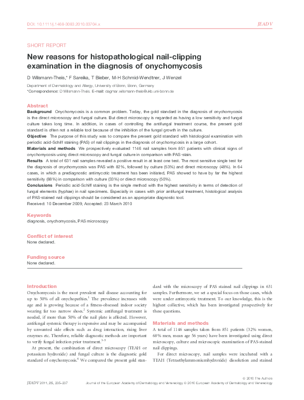 (PDF) New reasons for histopathological nail-clipping examination in ...