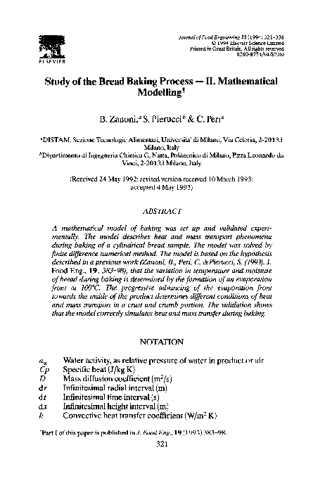 (PDF) Study of the bread baking process — II. Mathematical modelling