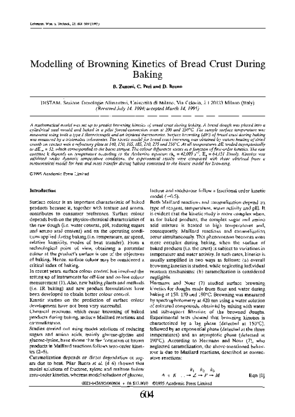 (PDF) Modelling of browning kinetics of bread crust during baking