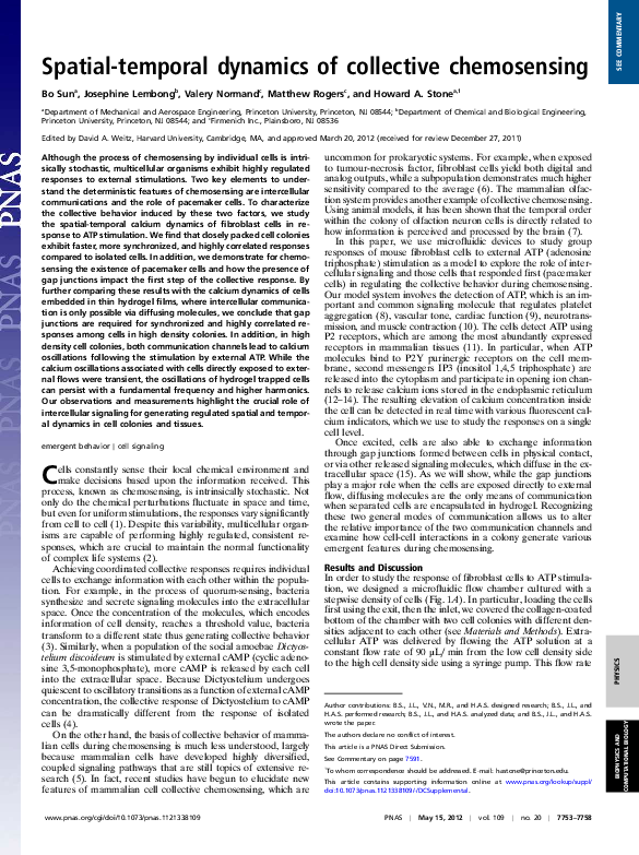 (PDF) Spatial-Temporal Dynamics of Collective Chemosensing
