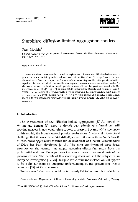 (PDF) Simplified diffusion-limited aggregation models