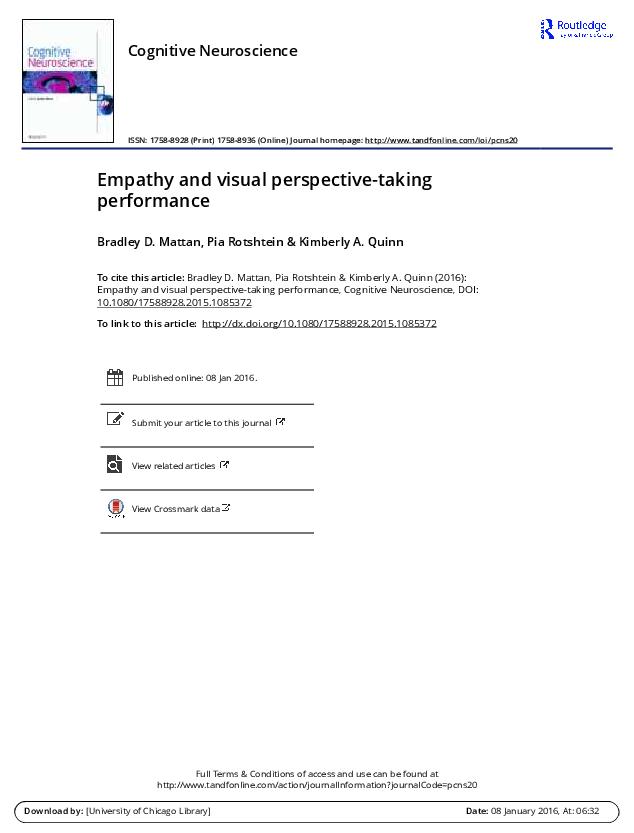 (PDF) Empathy and visual perspective-taking performance