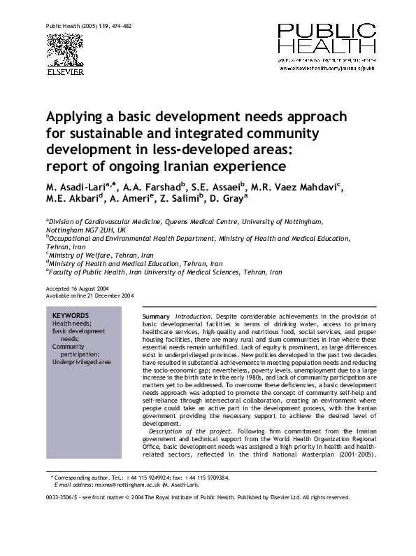 (PDF) Applying basic development needs approach for sustainable ...