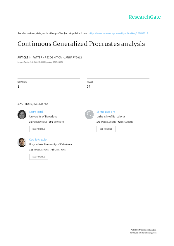 (PDF) Continuous Generalized Procrustes analysis