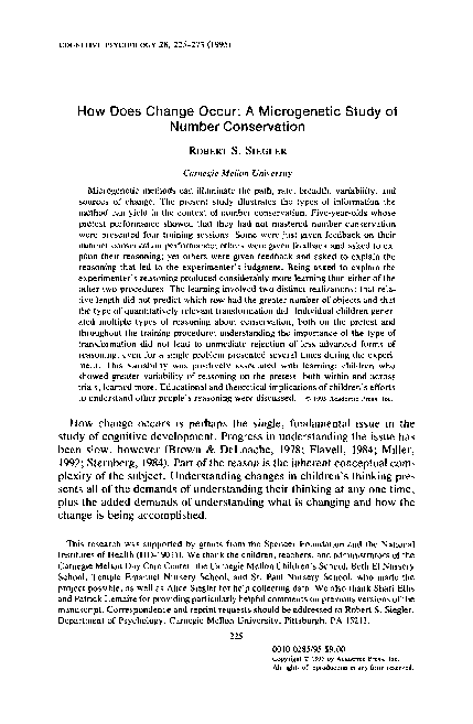 (PDF) How Does Change Occur: A Microgenetic Study of Number Conservation