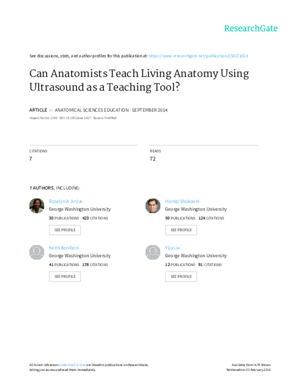 (PDF) Can anatomists teach living anatomy using ultrasound as a ...