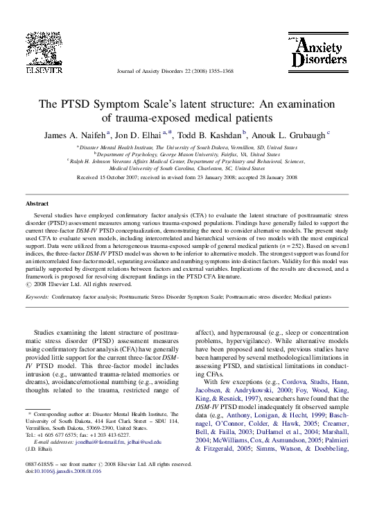 (PDF) The PTSD Symptom Scale's latent structure: An examination of ...