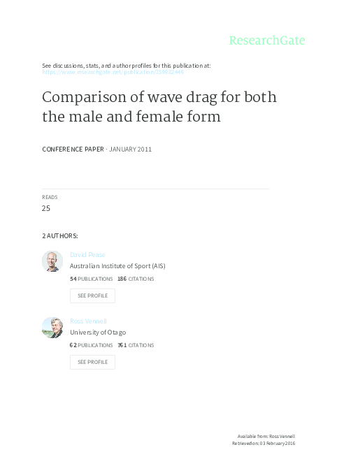 (PDF) Comparison of wave drag for both the male and female form