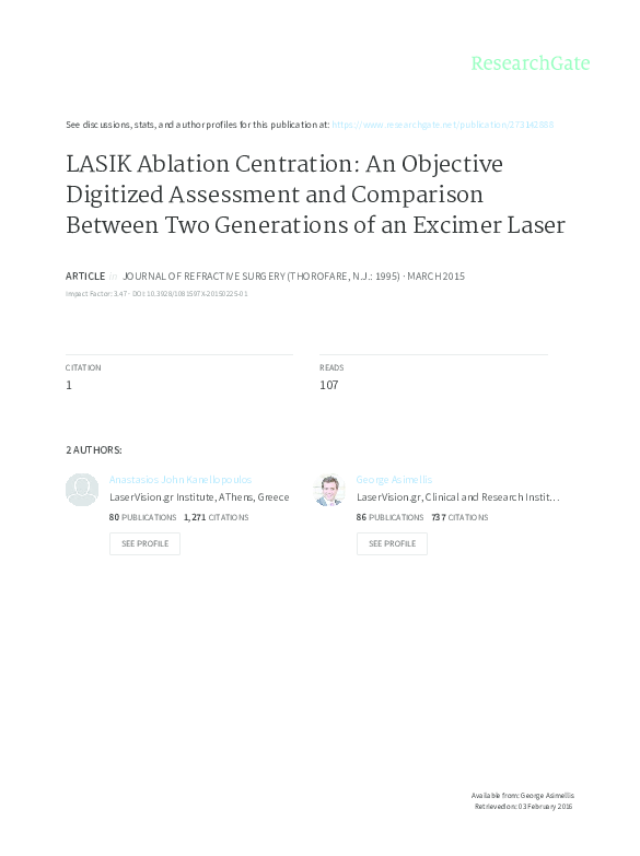 (PDF) LASIK ablation centration: an objective digitized assessment and ...