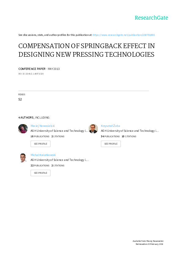 (PDF) COMPENSATION OF SPRINGBACK EFFECT IN DESIGNING NEW PRESSING ...