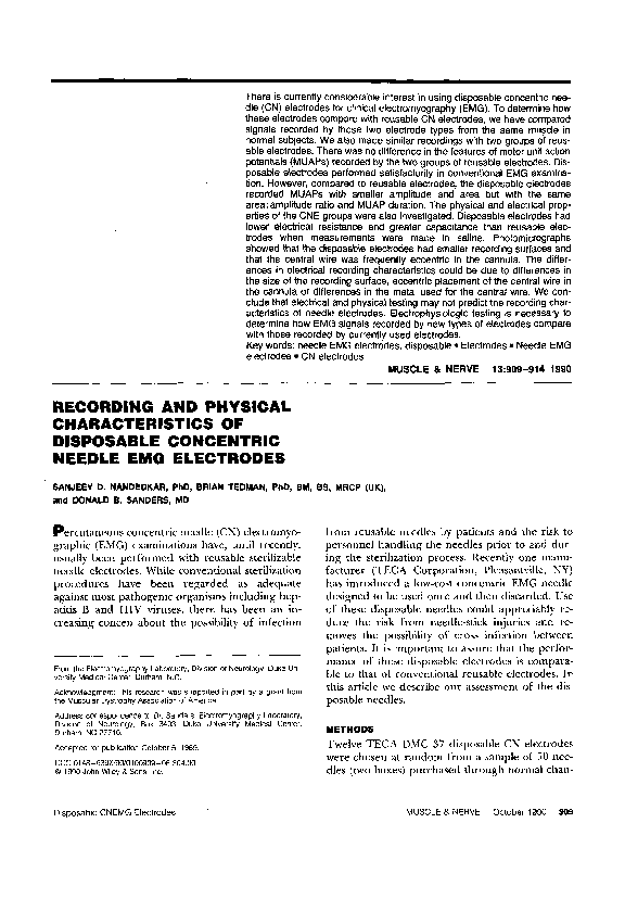 (PDF) Recording and physical characteristics of disposable concentric ...