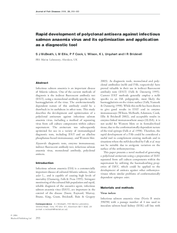 (PDF) Rapid development of polyclonal antisera against infectious ...